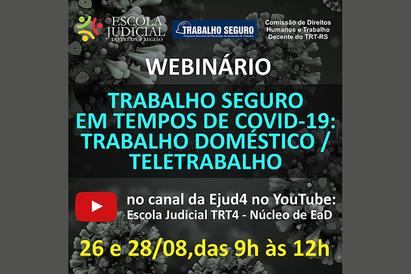 TRT-RS promove webinário sobre trabalho doméstico e teletrabalho em tempos de Covid-19 | Portal TRT4